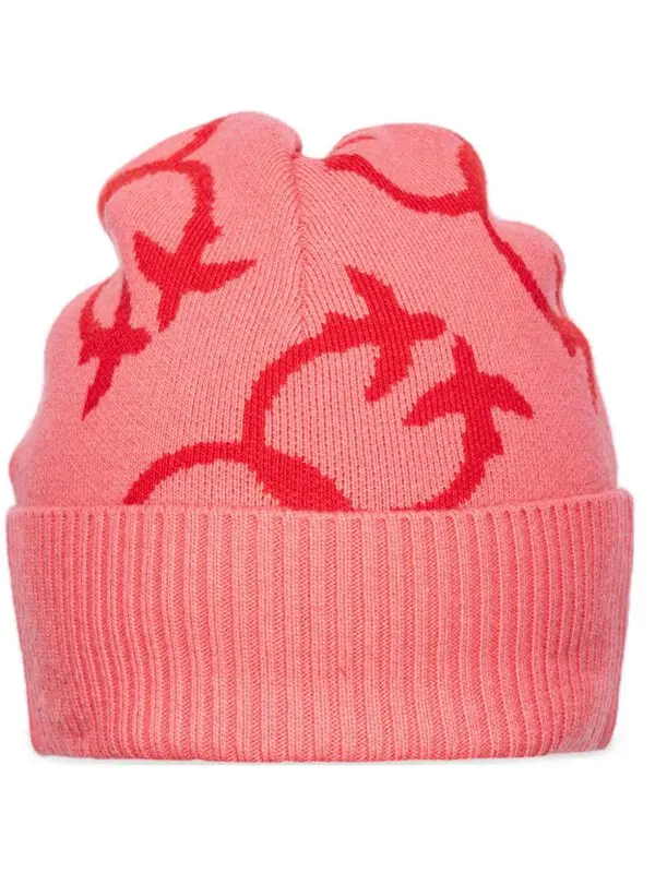 Pinko Logo-jacquard Beanie - Pink