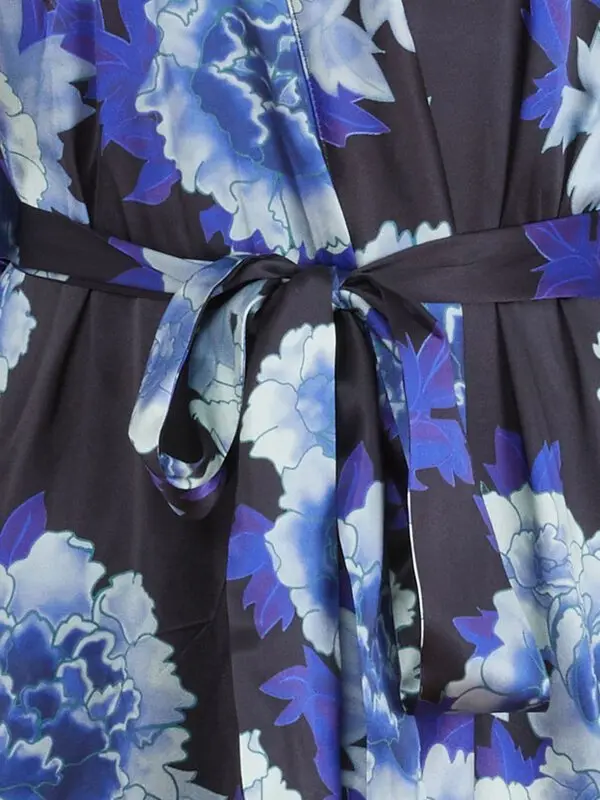 FLEUR DU MAL Silk Robe - Blue