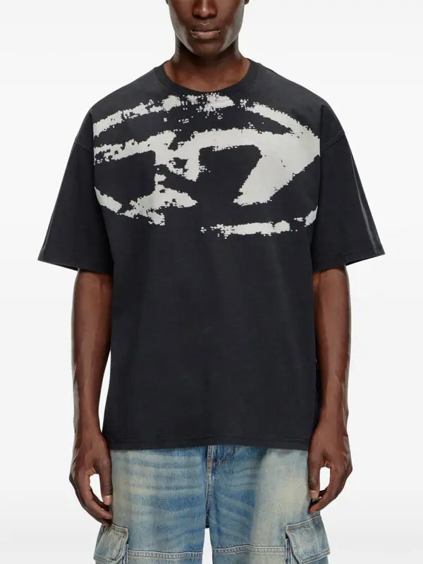 DIESEL® T-boxt-n14 Flocked-logo T-shirt - Black