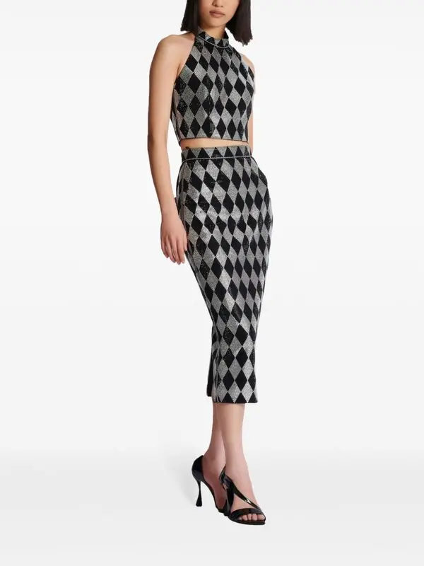 Balmain Diamond Rhinestone Halterneck Top