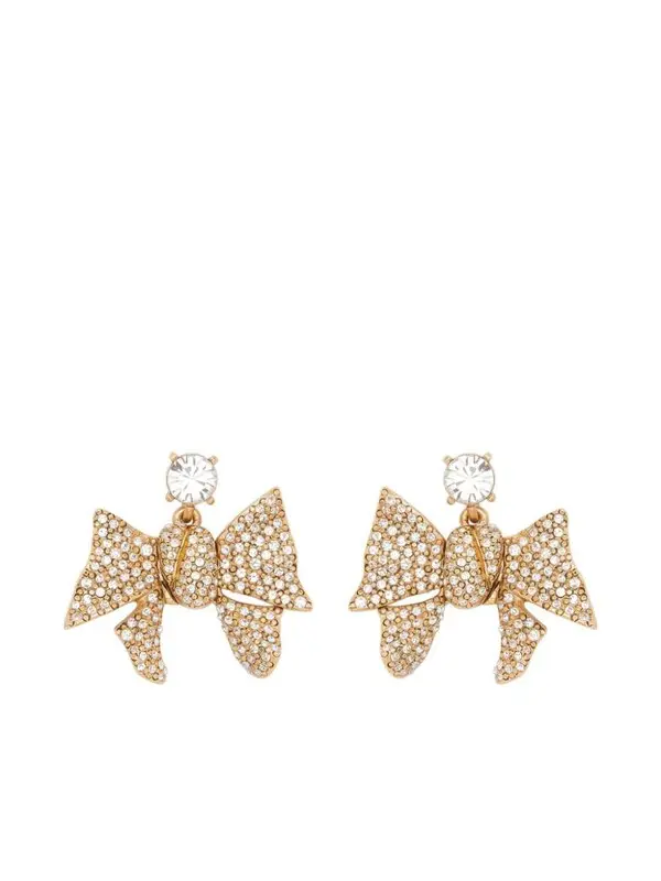Oscar De La Renta Crystal Pave Bow Earrings