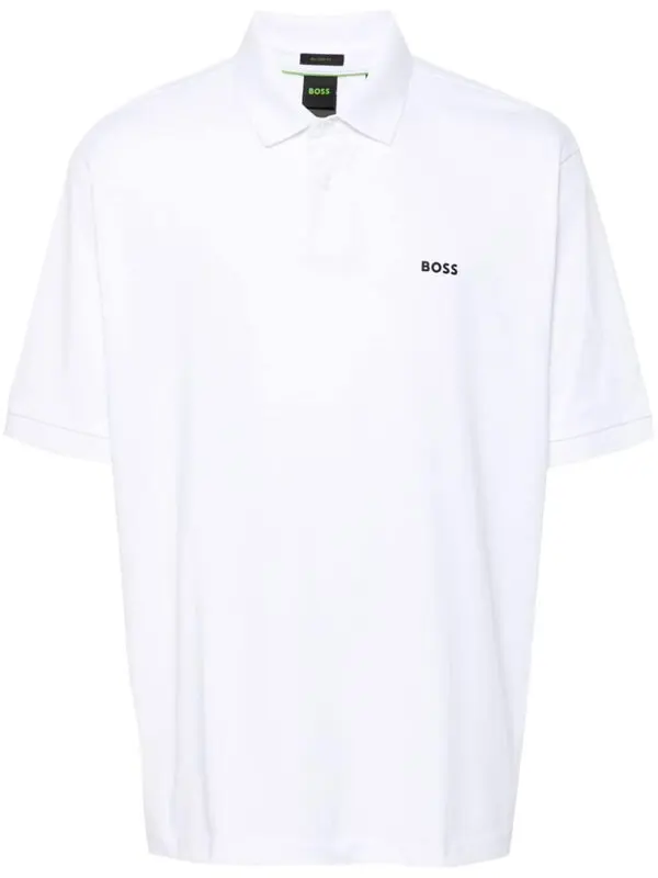 BOSS Rubberised-logo Polo Shirt - White