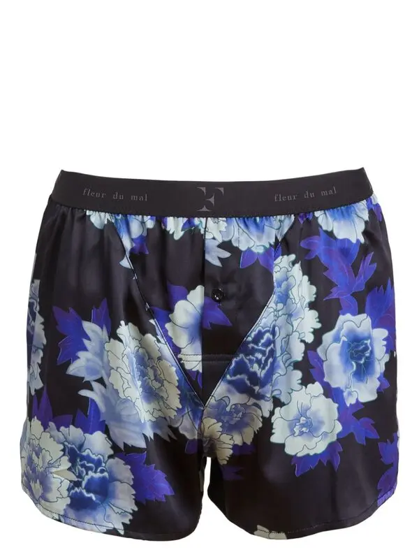 Fleur Du Mal Floral Print Boxer Shorts - Blue