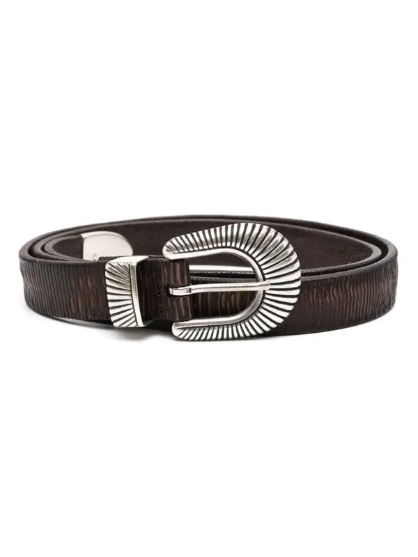 ORTIGNI Engraved Leather Belt - Brown