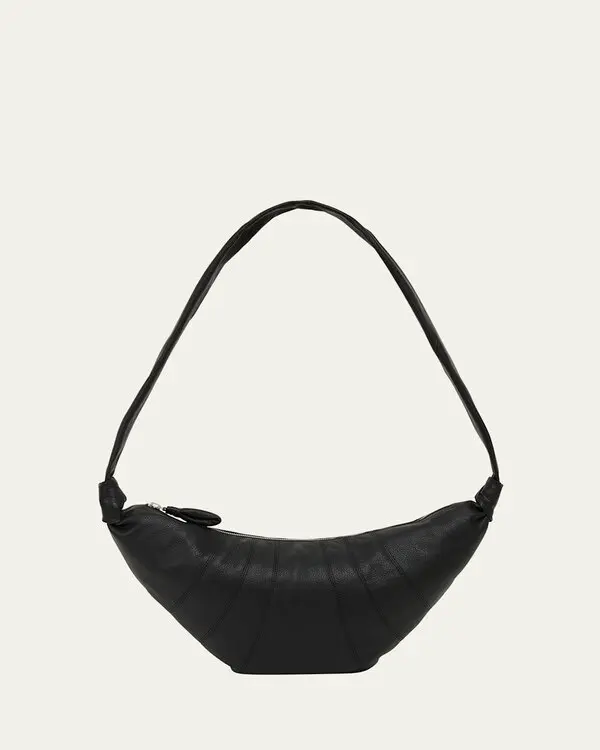 LEMAIRE Medium Croissant Leather Shoulder Bag - Black
