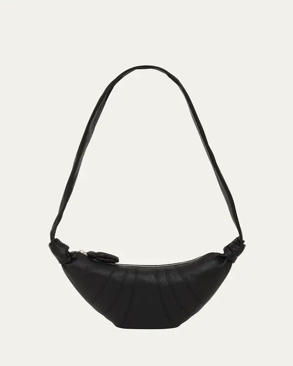 LEMAIRE Small Croissant Leather Shoulder Bag - Black