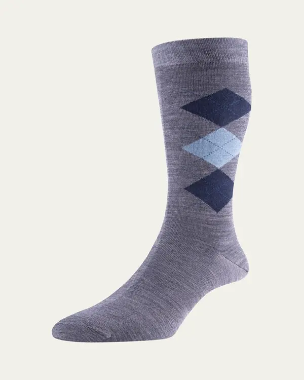 Pantherella Locke Argyle Socks - Gray