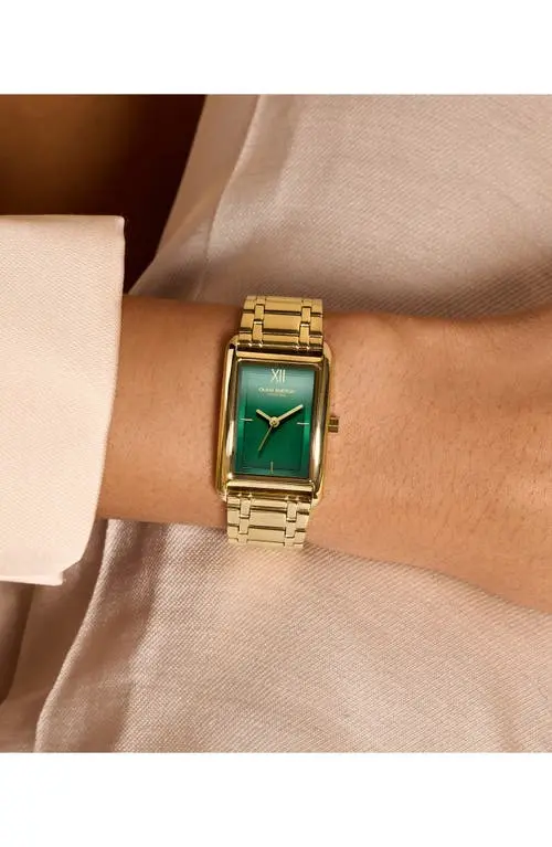 OLIVIA BURTON Grove Rectangular Bracelet Watch - Gold/forest Green