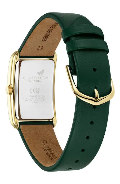 OLIVIA BURTON Grove Rectangular Leather Strap Watch - Forest Green
