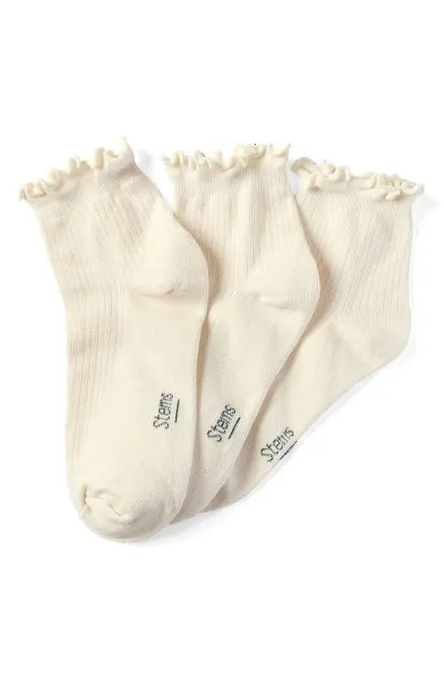 STEMS Everyday Classics Ruffle 3-pack Crew Socks - Cream