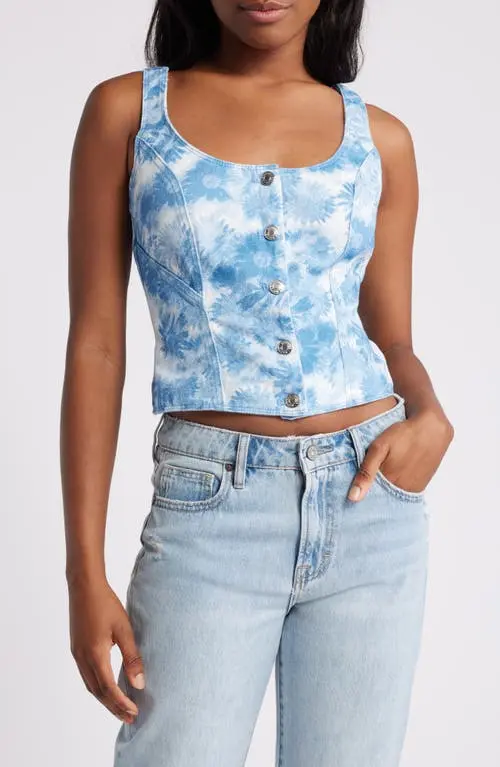 MISTRESS ROCKS Floral Denim Bustier Top
