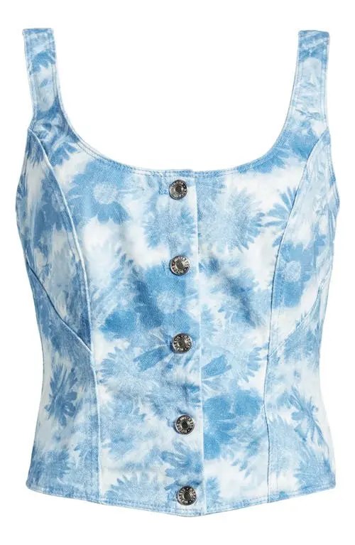 MISTRESS ROCKS Floral Denim Bustier Top