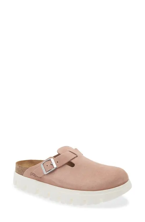 BIRKENSTOCK Papillio Boston Platform Clogs - Pink Clay Suede