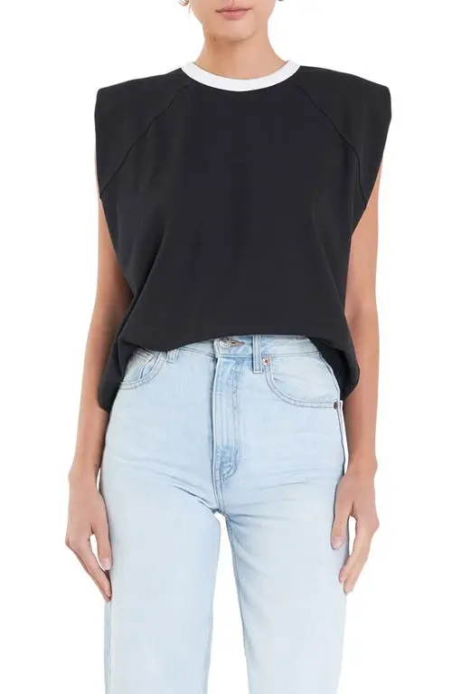 GREY LAB Contrast Shoulder Pad Sleeveless T-shirt - Black