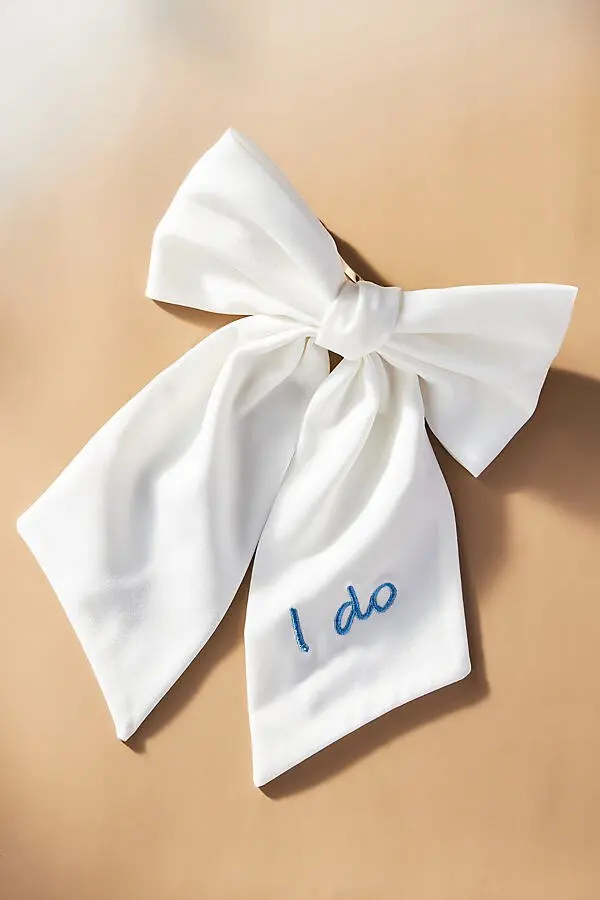 Anthropologie I Do Satin Hair Bow - White