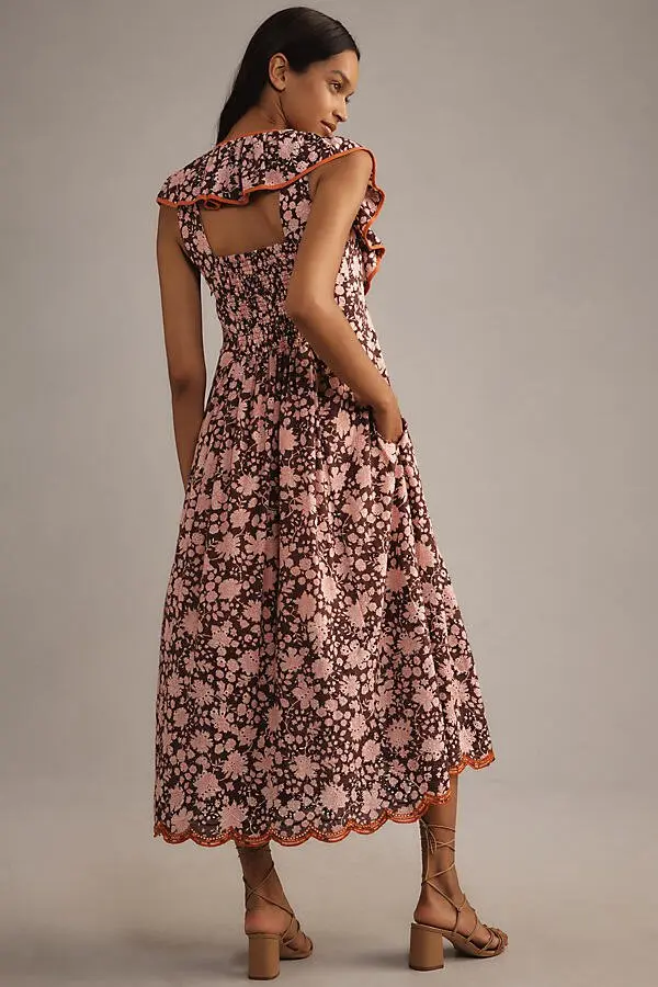 maeve embroidered dress Maeve Embroidered Floral Midi Dress main image 0