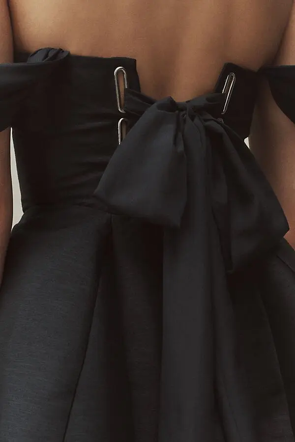 Bhldn Lydia Off-The-Shoulder Corset Mini Dress In Black Onyx - 50% Off