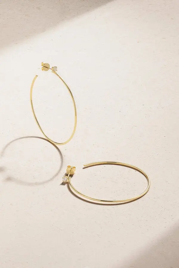 ANITA KO 18-karat Diamond Hoop Earrings - Gold