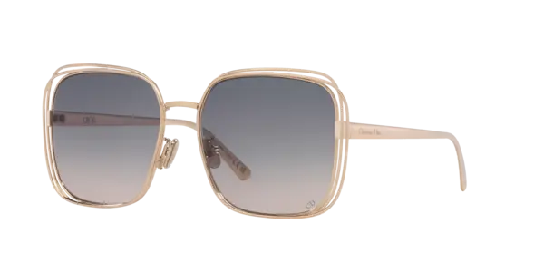 Dior Gold Tone Square Frame Sunglasses - Green