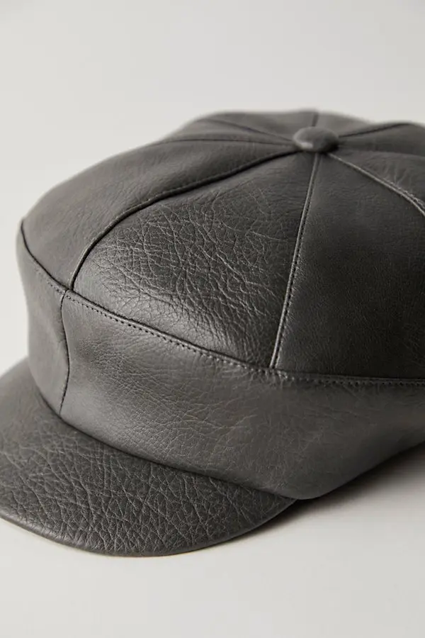 Free People Carrie Distressed Lieutenant Hat In Charcoal  display picture 2