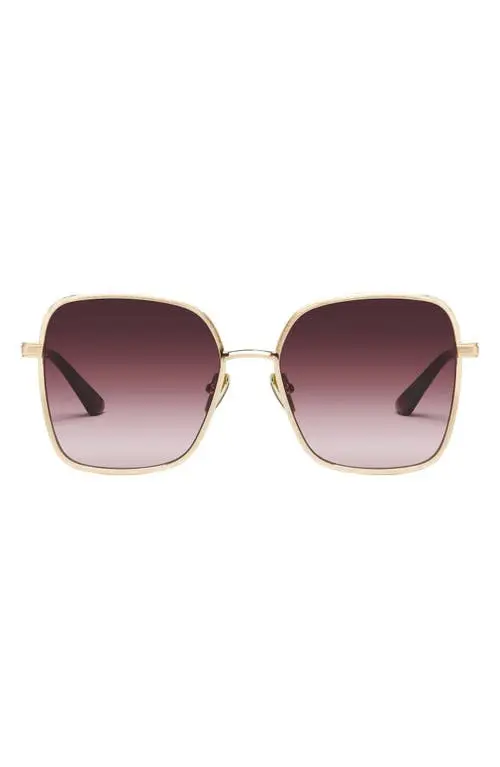 Quay 5th Ave 58mm Square Sunglasses - Brushed Gold/plum To Pink