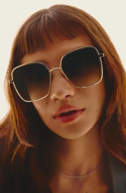 Quay 5th Ave 58mm Square Sunglasses - Gold/brown