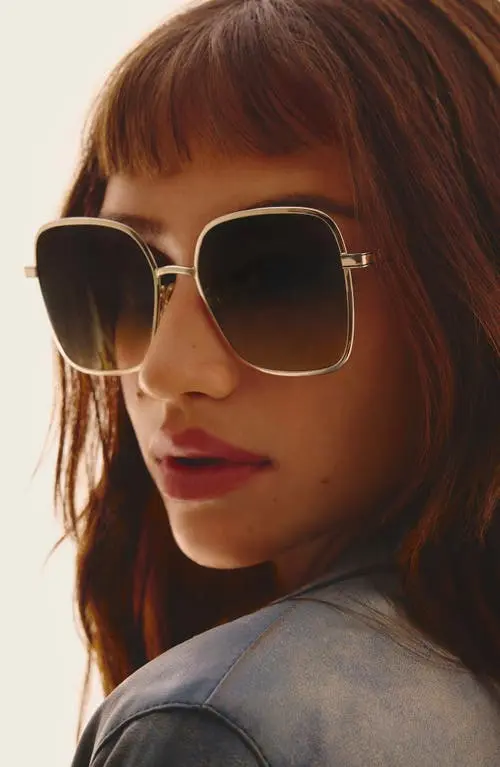 Quay 5th Ave 58mm Square Sunglasses - Gold/brown