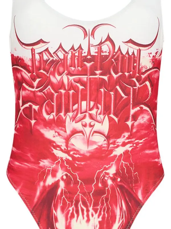 JEAN PAUL GAULTIER Diablo Abstract-print Swimsuit - White