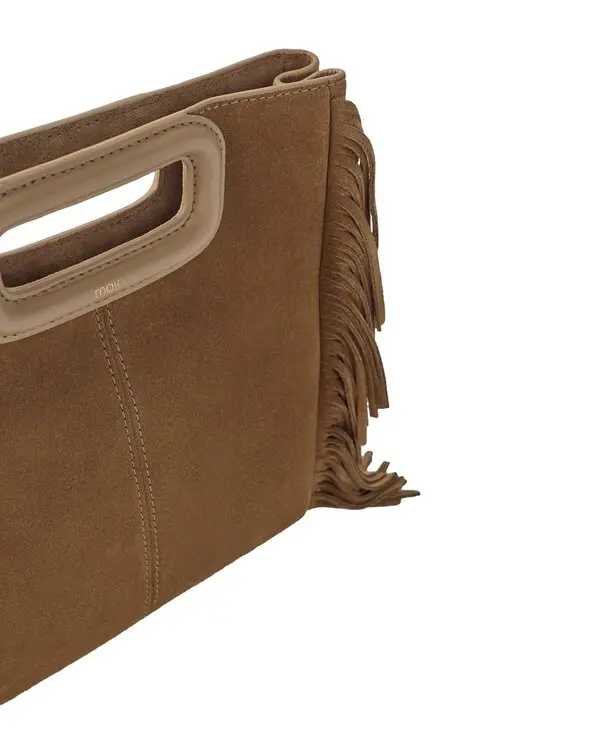 Maje M Suede Fringe Bag - Camel
