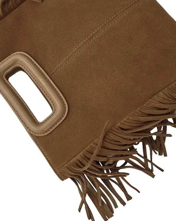 Maje M Suede Fringe Bag - Camel
