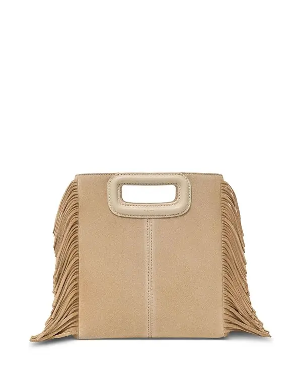 Maje M Suede Fringe Handbag - Cappucino