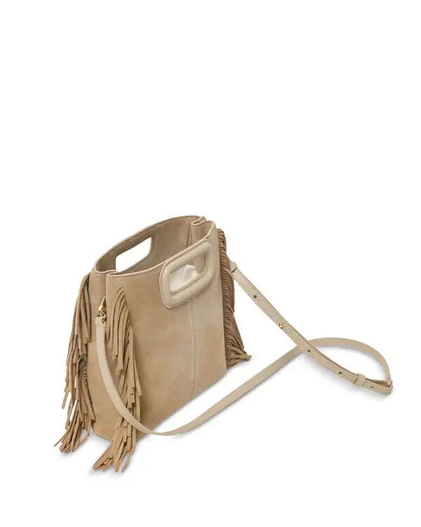 Maje M Suede Fringe Handbag - Cappucino