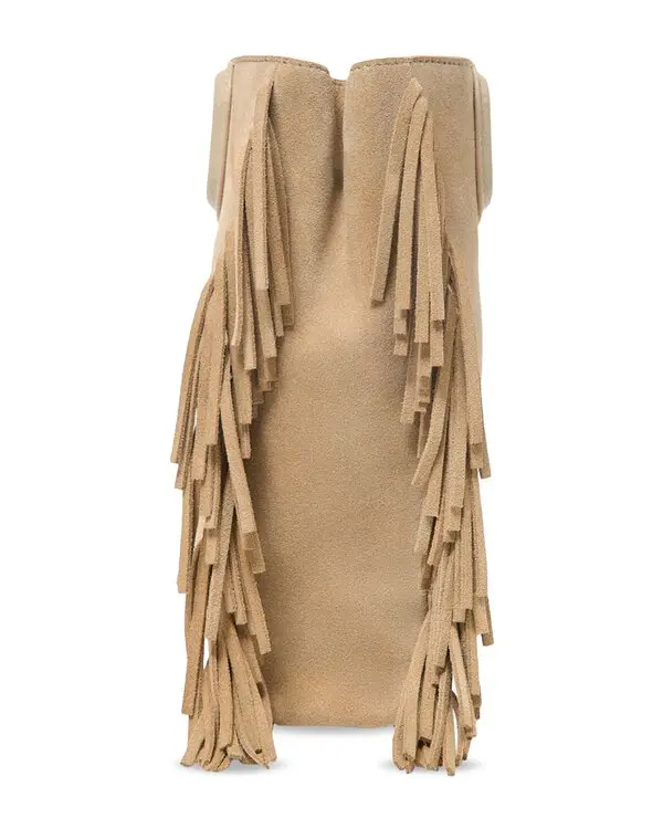 Maje M Suede Fringe Handbag - Cappucino
