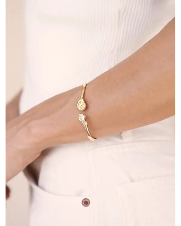 Ettika Crystal Swirled Shell Cuff Bracelet