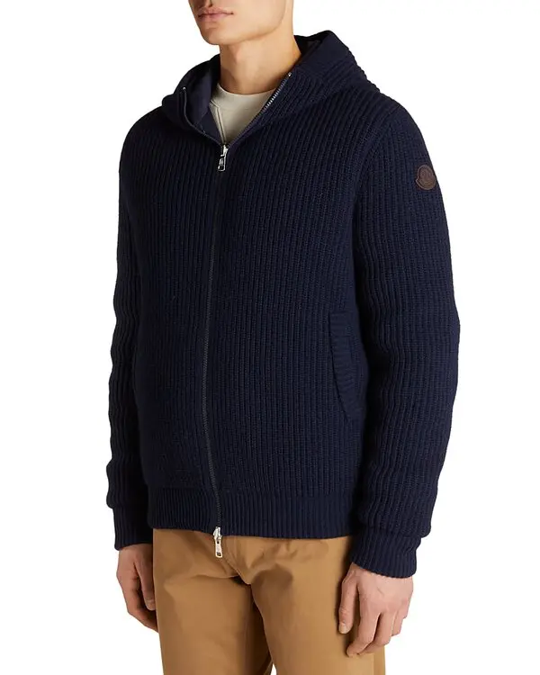 Moncler Wool & Cashmere Reversible Down Hoodie