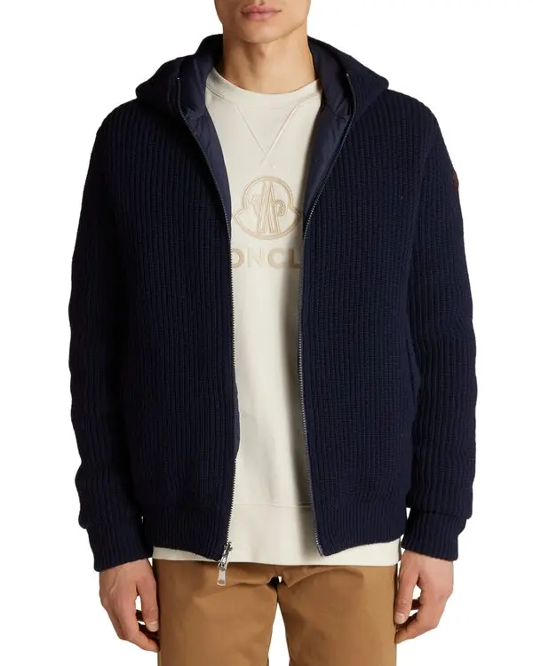 Moncler Wool & Cashmere Reversible Down Hoodie