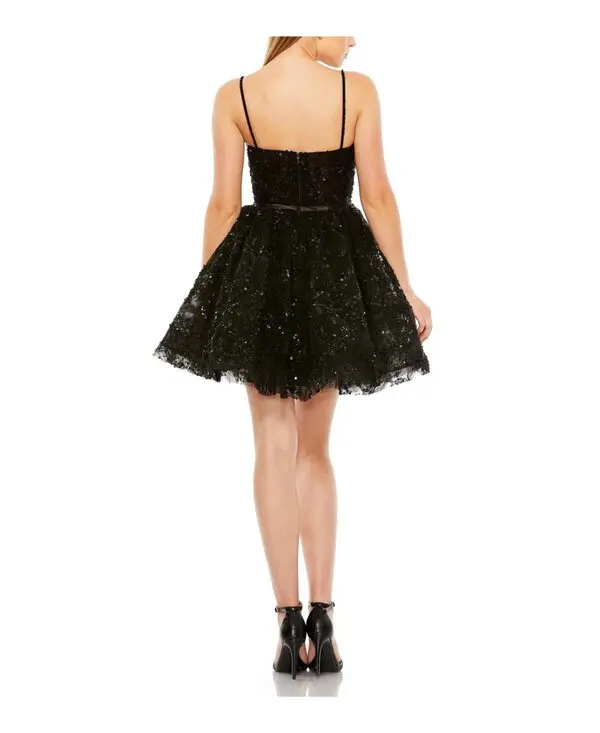 Mac Duggal Beaded Strap Bustier Sequin Detail Mini Dress