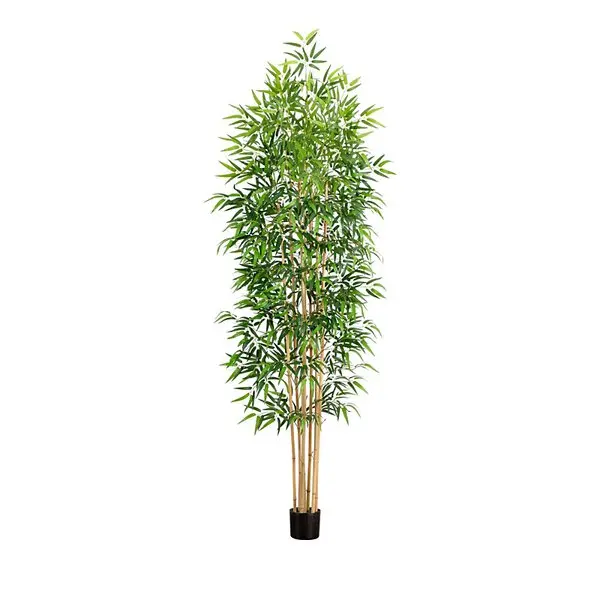 NEARLY NATURAL 9' Artificial Bamboo Tree With Real Bamboo Trunks - Green