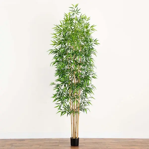 NEARLY NATURAL 9' Artificial Bamboo Tree With Real Bamboo Trunks