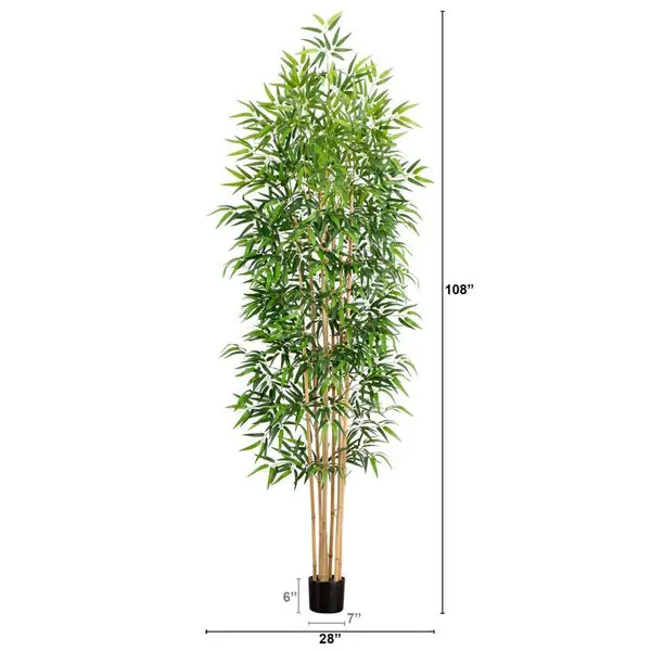 NEARLY NATURAL 9' Artificial Bamboo Tree With Real Bamboo Trunks