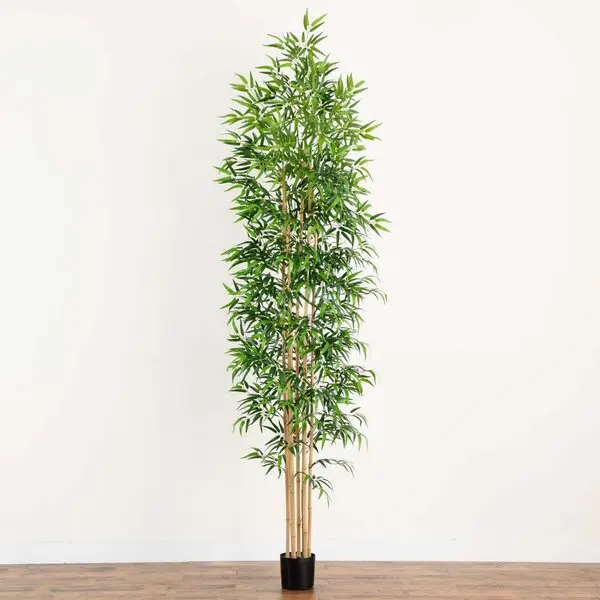 NEARLY NATURAL 10' Artificial Bamboo Tree With Real Bamboo Trunks