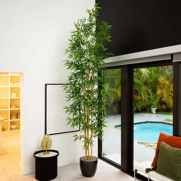 NEARLY NATURAL 10' Artificial Bamboo Tree With Real Bamboo Trunks