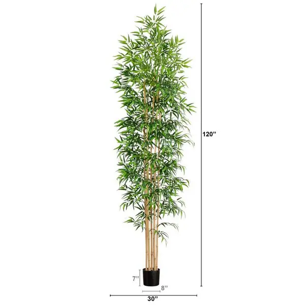NEARLY NATURAL 10' Artificial Bamboo Tree With Real Bamboo Trunks