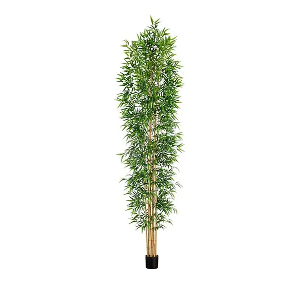 NEARLY NATURAL 12' Artificial Bamboo Tree With Real Bamboo Trunks - Green