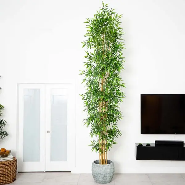 NEARLY NATURAL 12' Artificial Bamboo Tree With Real Bamboo Trunks