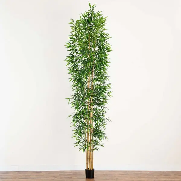 NEARLY NATURAL 12' Artificial Bamboo Tree With Real Bamboo Trunks