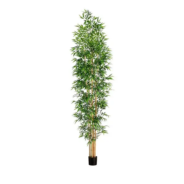 NEARLY NATURAL 11' Artificial Bamboo Tree With Real Bamboo Trunks - Green