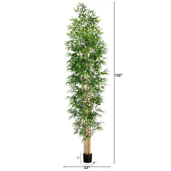 NEARLY NATURAL 11' Artificial Bamboo Tree With Real Bamboo Trunks