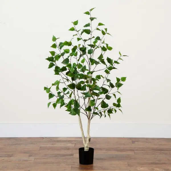 NEARLY NATURAL 4' Artificial Birch Tree With Real Touch Leaves