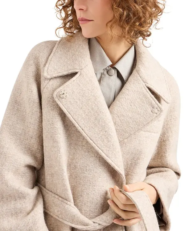 Emporio Armani Wool Melange Belted Trench Coat